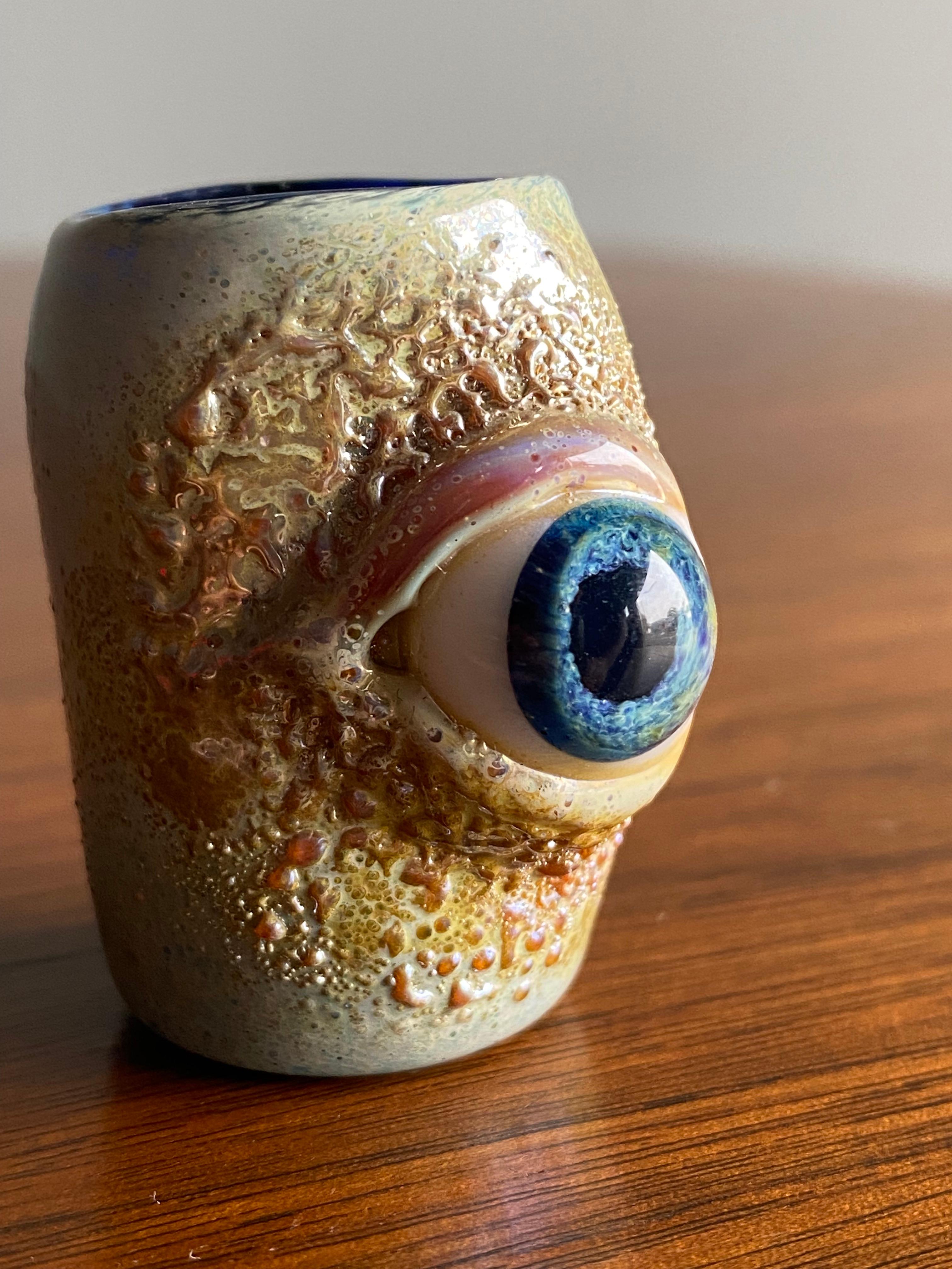 Funk Art Pottery Ceramic Eye Ball Small Vase, circa 1980 at 1stDibs