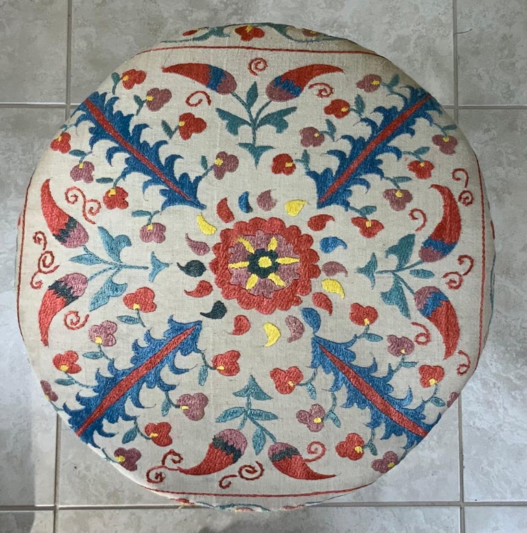 Funky Antique Suzani Bronze Stool or Side Table For Sale at 1stDibs