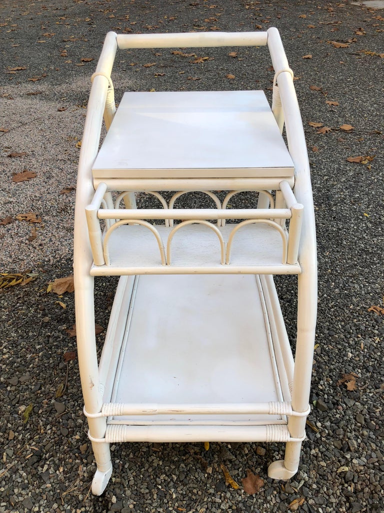 Funky Mid-Century Modern Rattan and Formica Bar Cart For Sale at ...