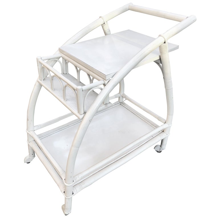 Funky Mid-Century Modern Rattan and Formica Bar Cart For Sale at ...