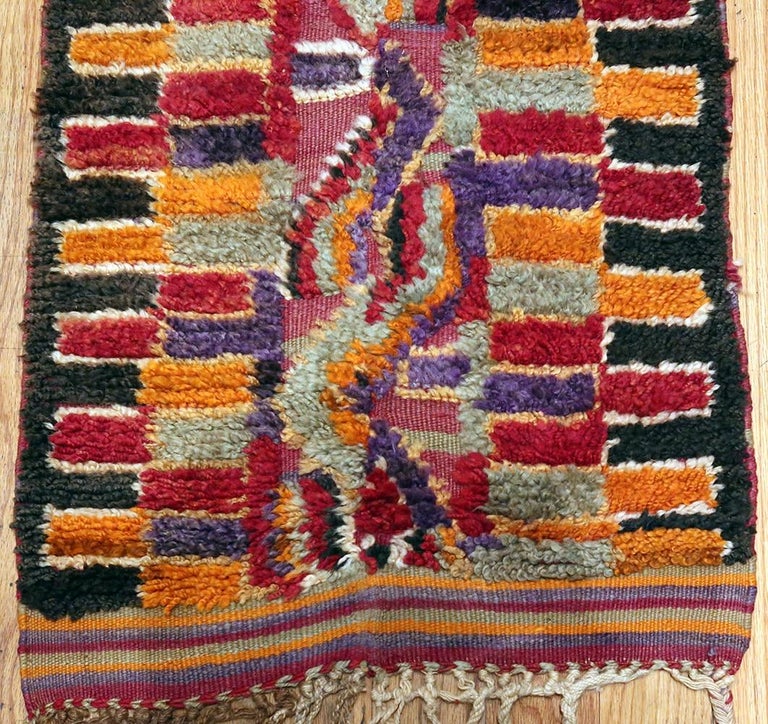 Funky Purple Vintage Moroccan Runner Rug. Size: 1' 9" x 15' (0.53 m x 4 ...