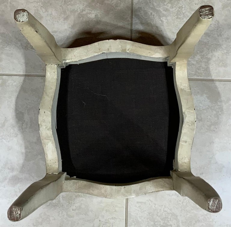 Funky Vintage Painted Wood Stool For Sale at 1stDibs