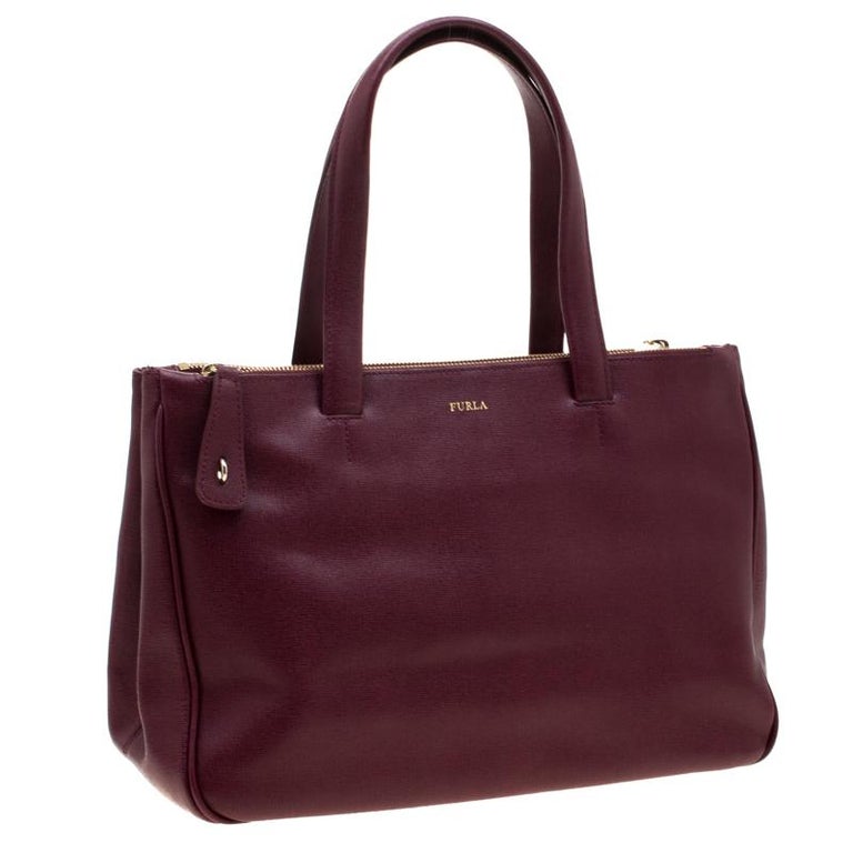 Furla Burgundy Leather Tote For Sale at 1stDibs