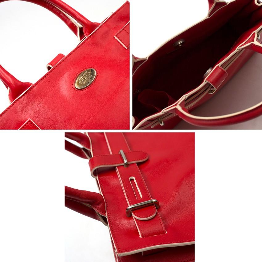 Furla Contrast-Edge Red Leather Bag at 1stDibs