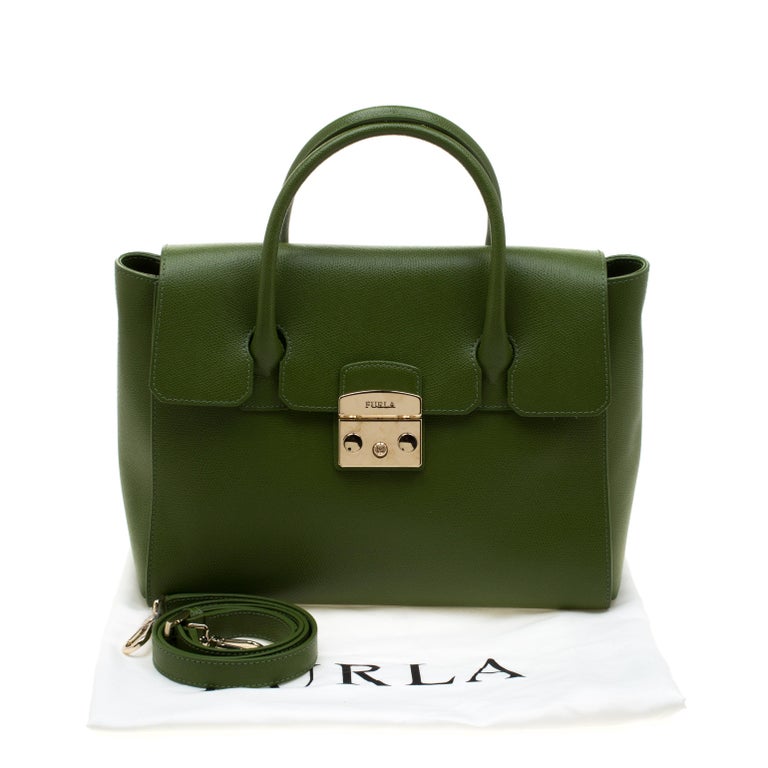 Furla Green Leather Metropolis Top Handle Bag For Sale at 1stDibs
