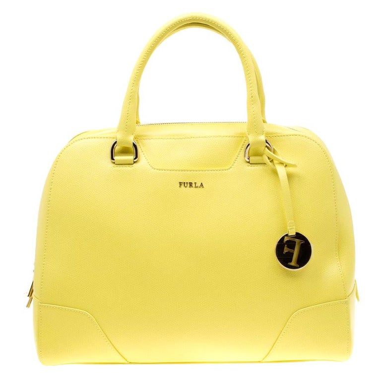 Furla Yellow Leather Top Handle Bag For Sale at 1stDibs | furla yellow bag