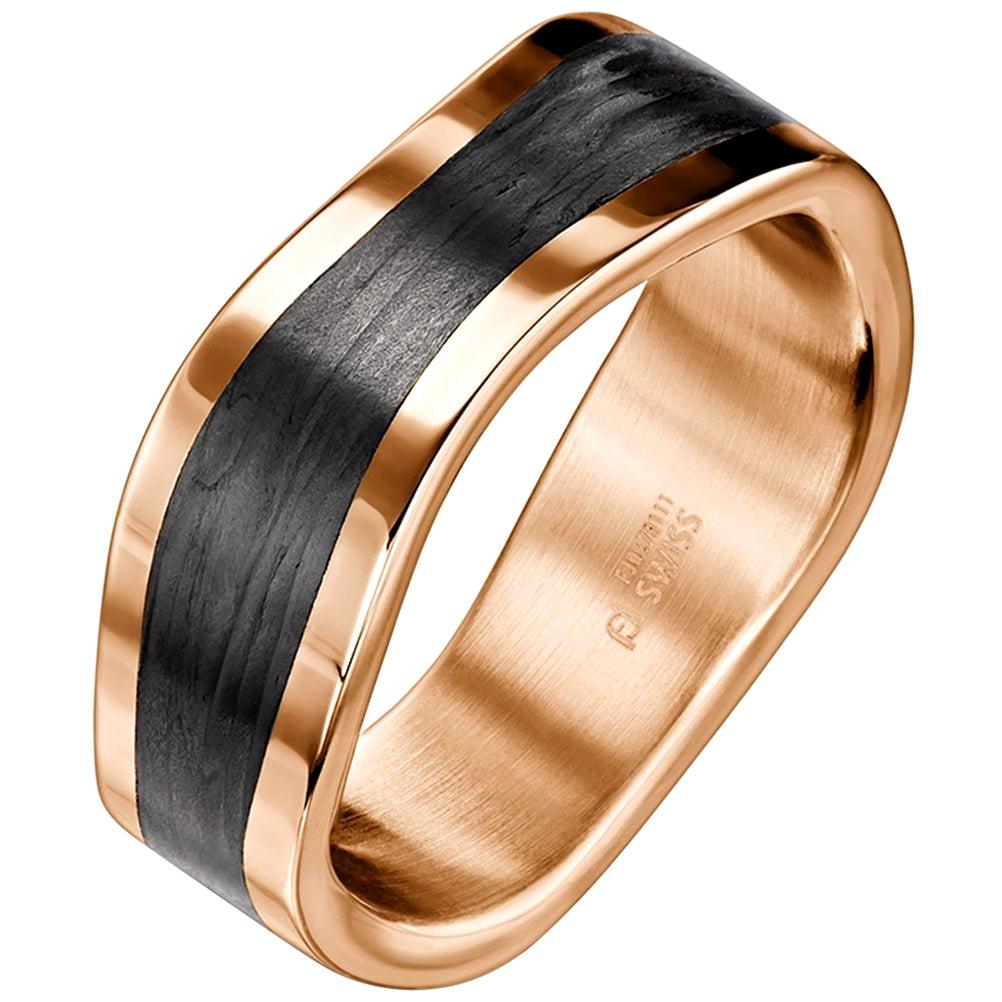 Customizable Furrer Jacot 18 Karat Rose Gold Wavy Carbon Fiber Band For ...