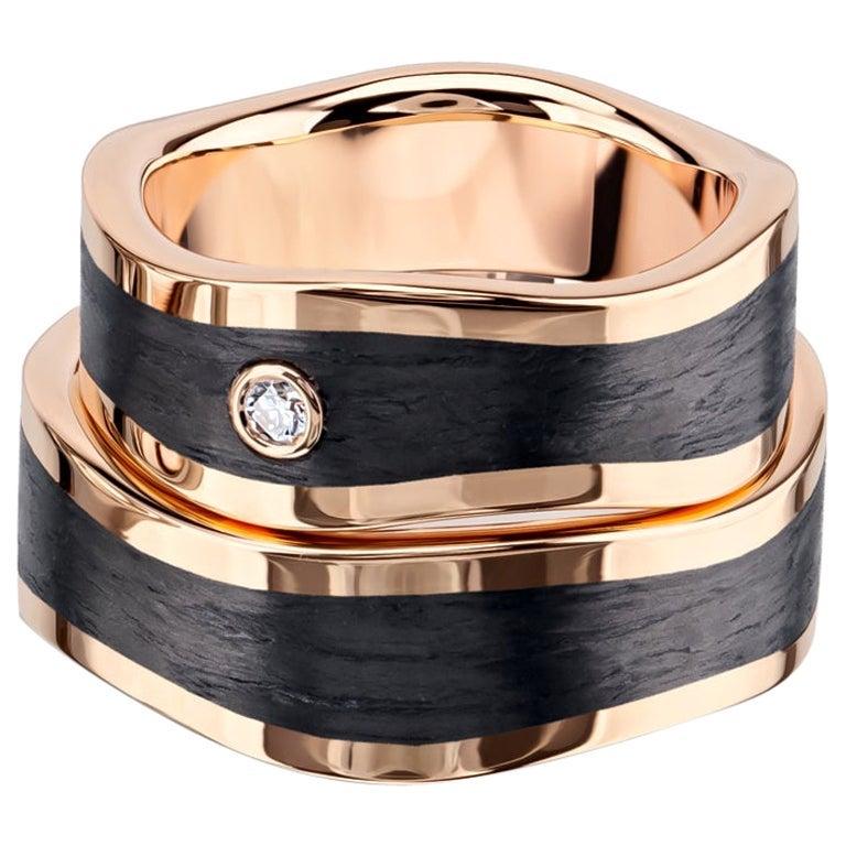 Customizable Furrer Jacot 18 Karat Rose Gold Wavy Carbon Fiber Diamond ...
