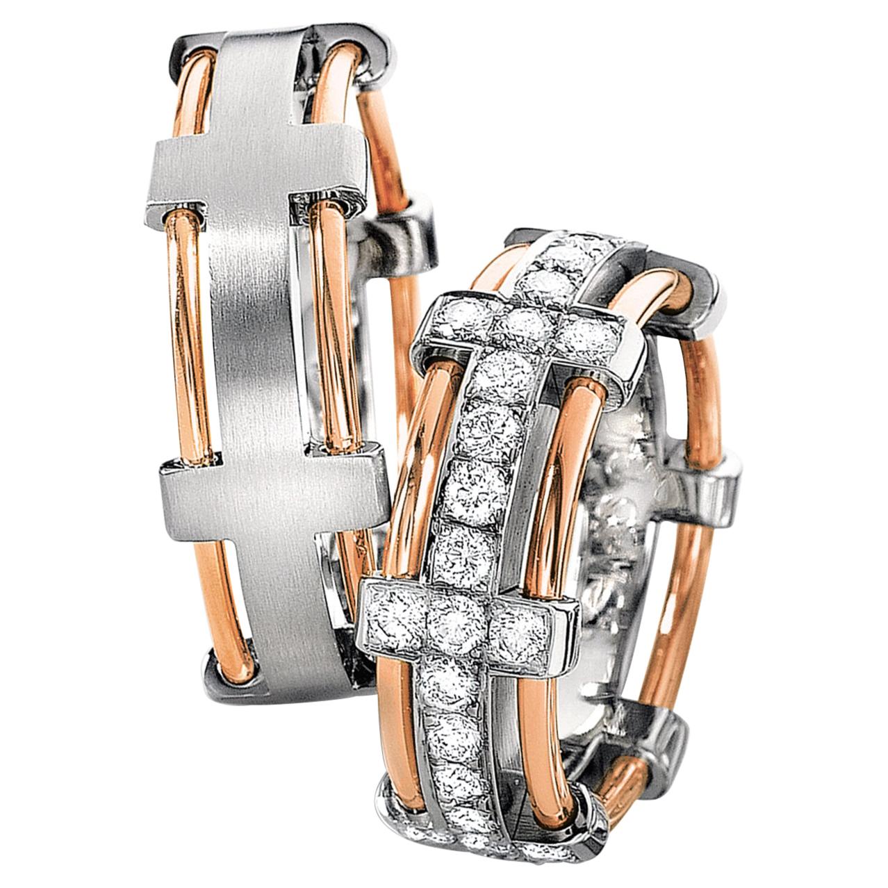 Customizable Furrer Jacot 18 Karat White and Rose Gold Two-Tone Wire Band For Sale at 1stDibs