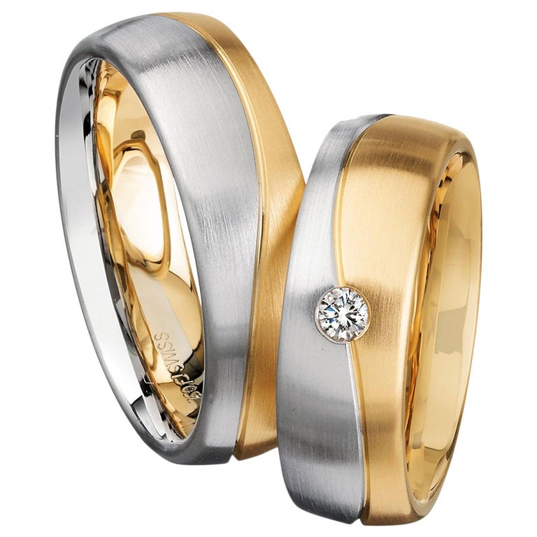 Customizable Furrer-Jacot 18 Karat White and Yellow Gold Two-Tone Wavy ...