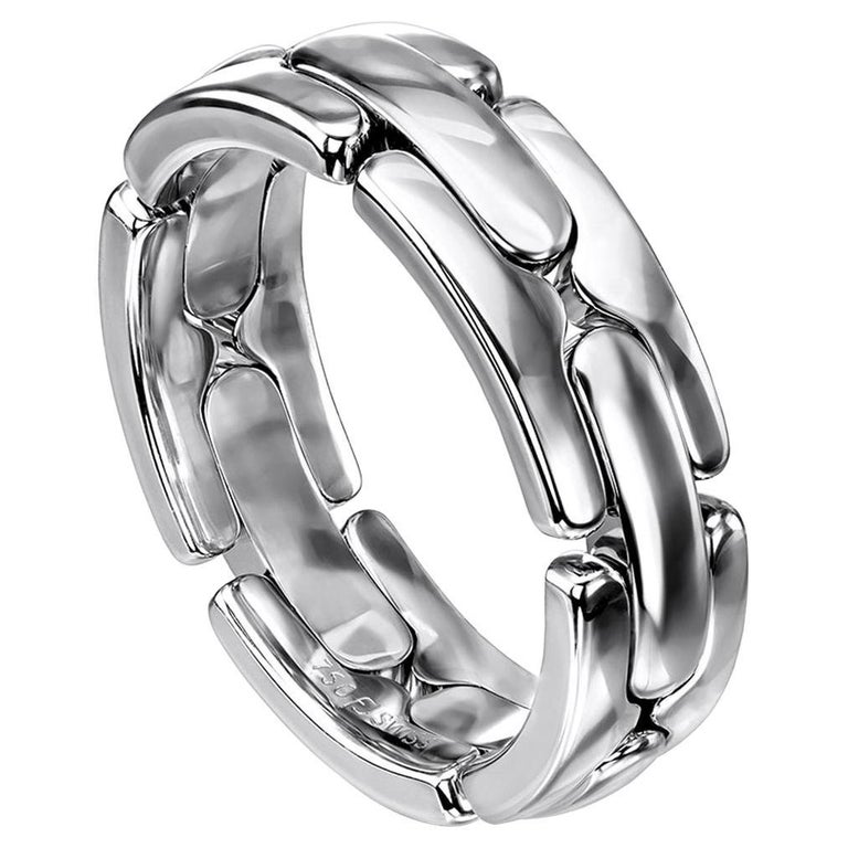 Customizable Furrer Jacot 18 Karat White Gold Collapsible Link Ring For ...