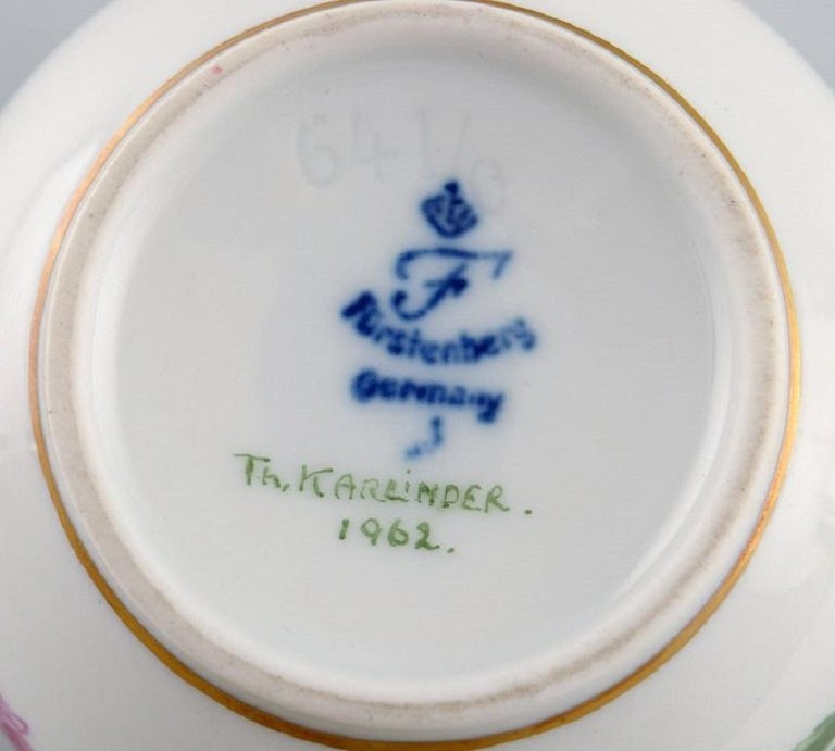 Fürstenberg, Germany. Two antique lidded bowls in hand-painted ...