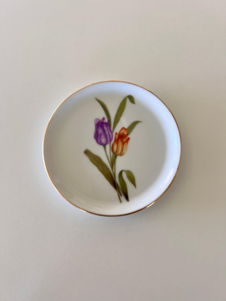 Furstenberg Germany Vintage Flower Round Gold Leaf Trinket Plate For ...