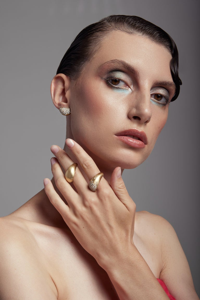 Customizable Fuse Glamour 18K Gold Pinky Ring with Champagne Diamond ...