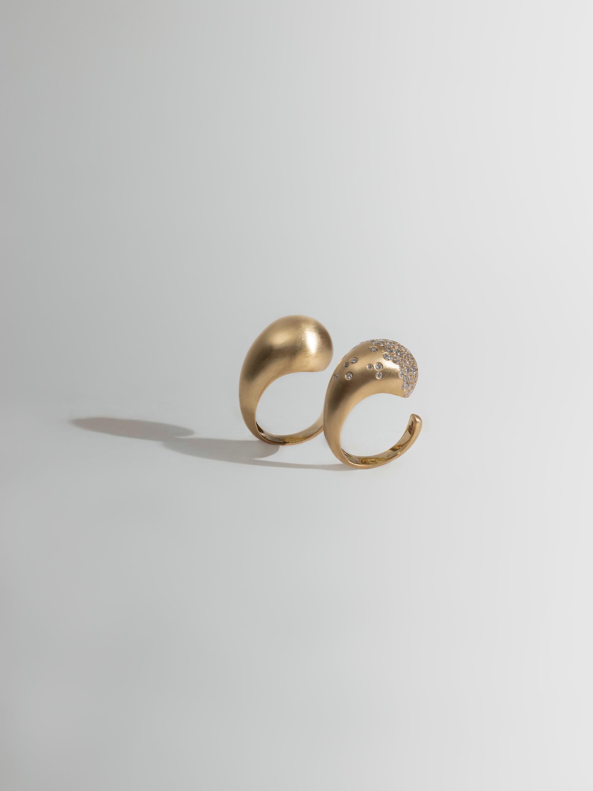 Customizable Fuse Glamour 18K Gold Pinky Ring with Champagne Diamond ...