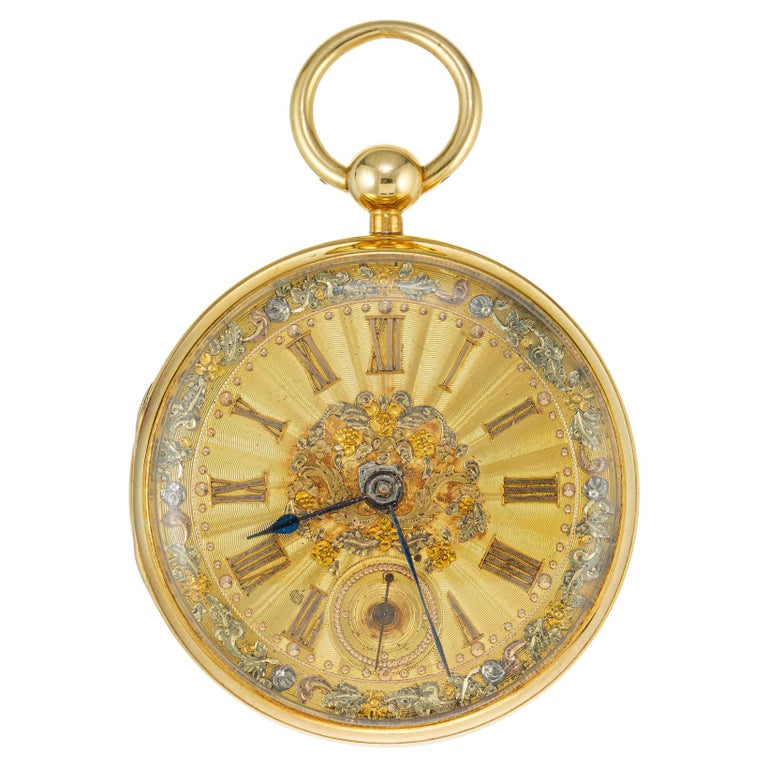 Fusee Chain Drive 1800's John Moncas 18k Tri Color Gold Dial Pocket ...