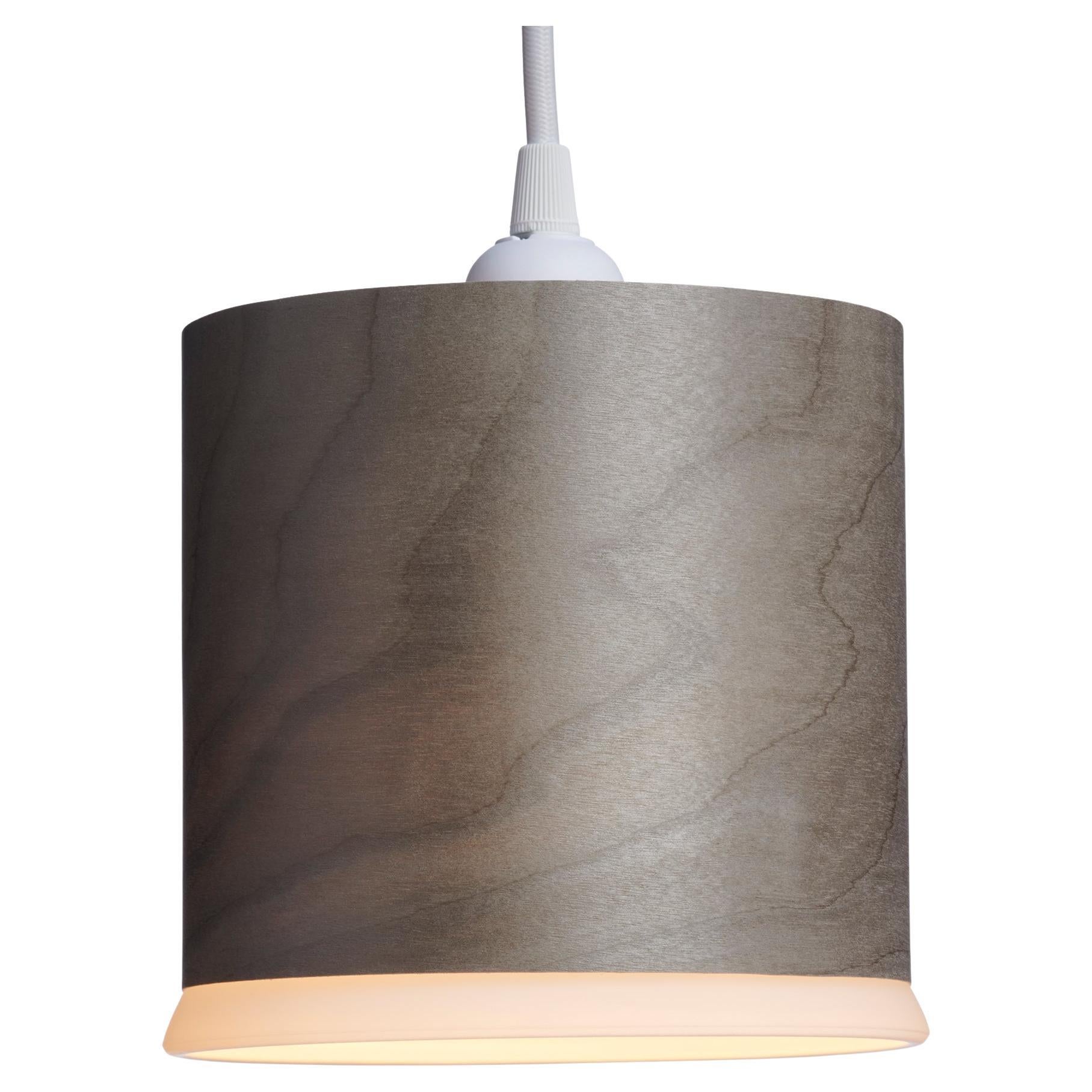 Fusion Scandinavian Design Gray Tay Wood Veneer Pendant with Frosted ...