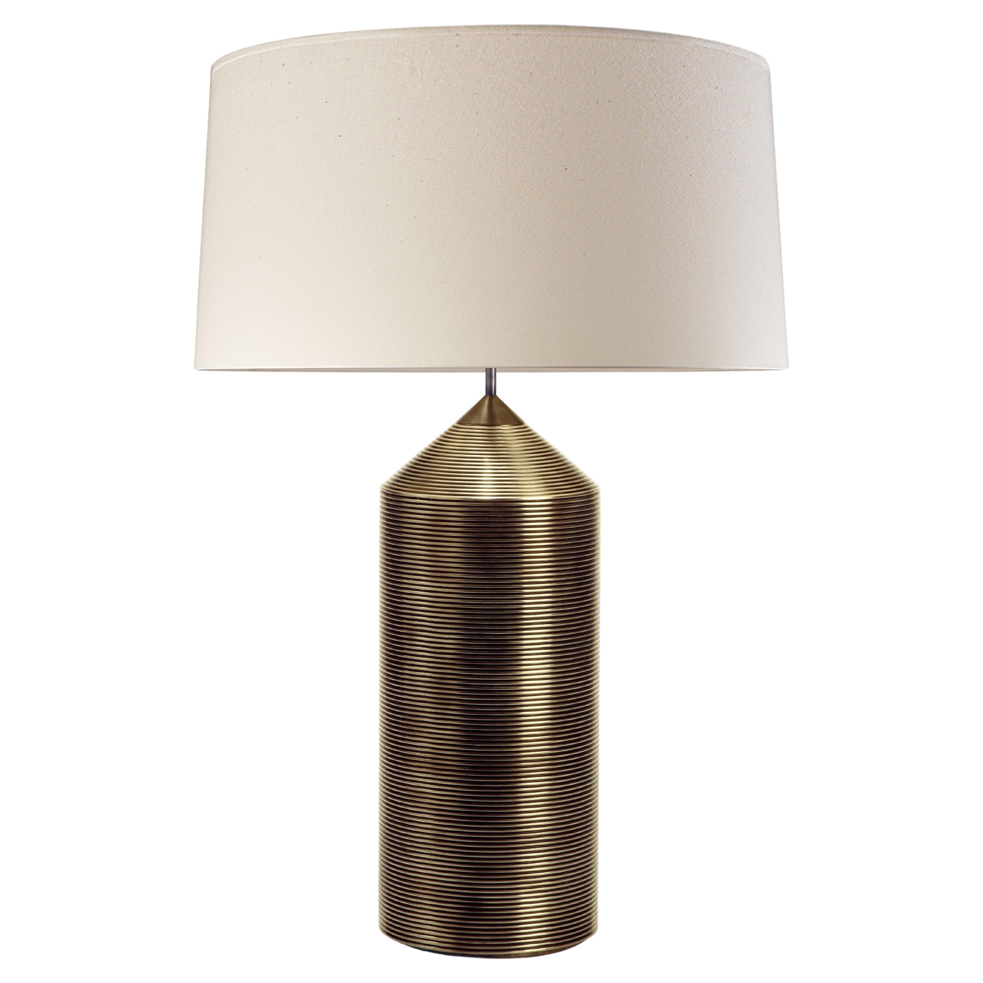 OPIO. Table Lamp in Aged Brass, Modern Art Deco Design Handmade. Shade ...