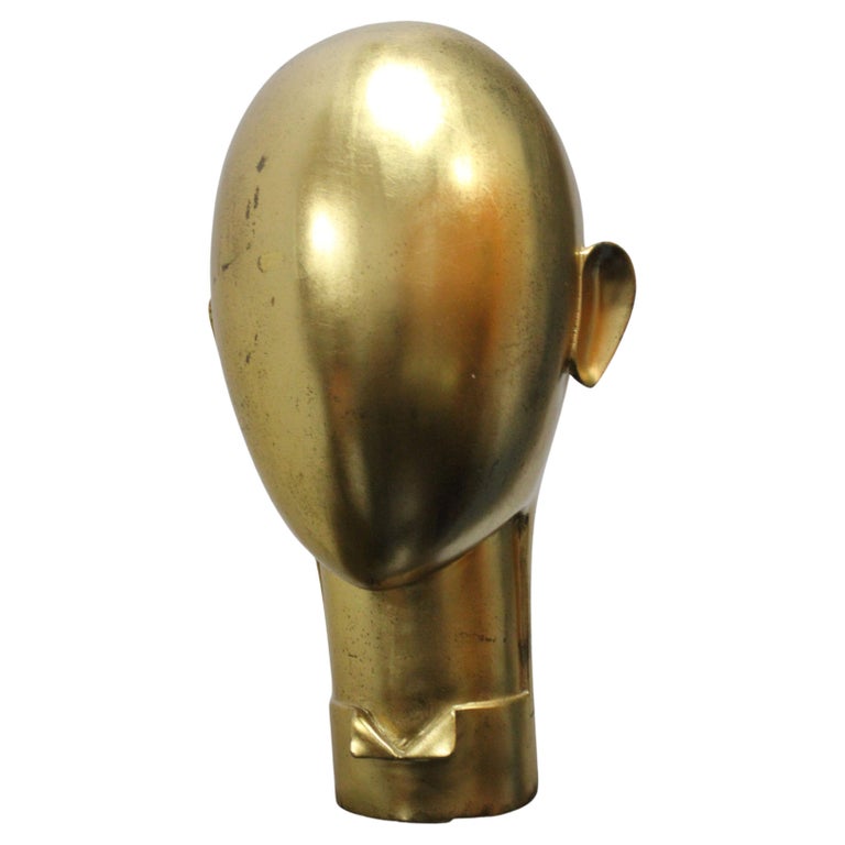 Futurist Head, 1940s, Gold Plated Metal at 1stDibs