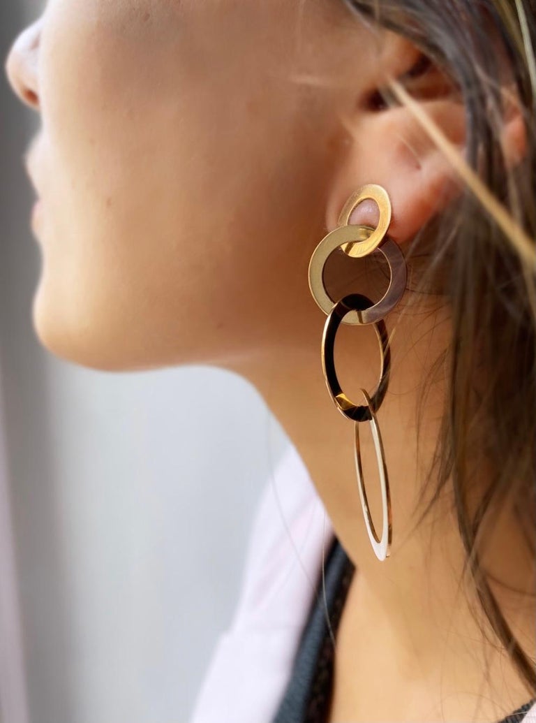 Futuristic 18k Gold Hoop Interlocking Earrings Handcrafted in Italy For ...