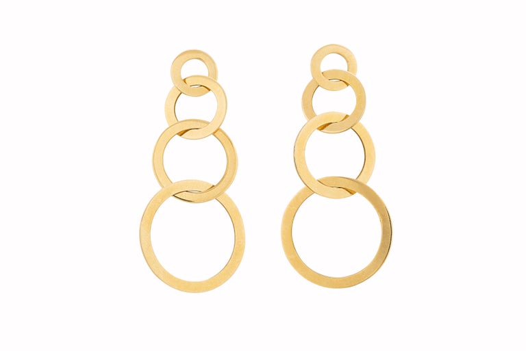 Futuristic 18k Gold Hoop Interlocking Earrings Handcrafted in Italy For ...