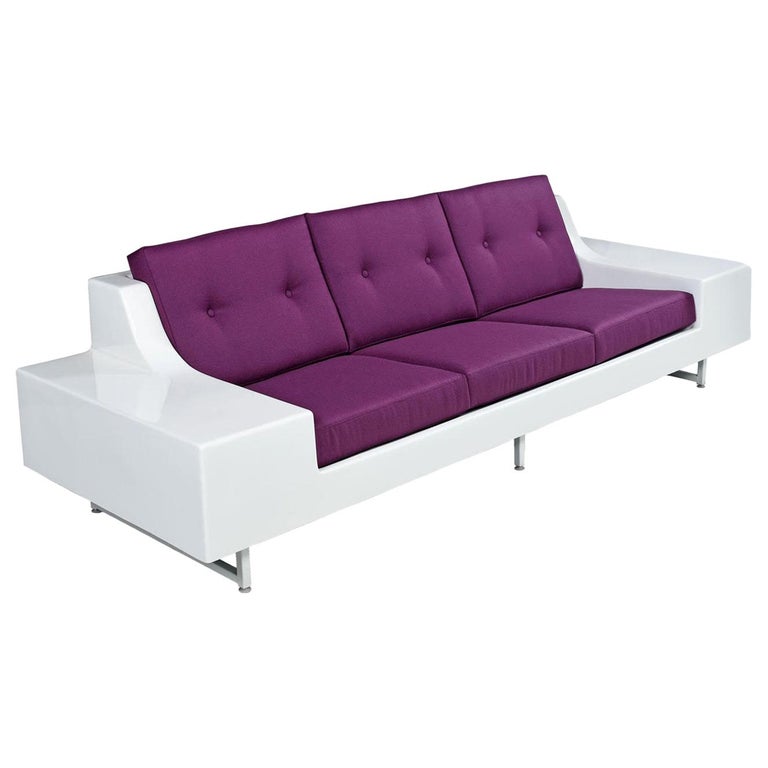 Restored Vintage Fiber Foam Sofa by Homecrest in New Plum Knoll Fabric ...