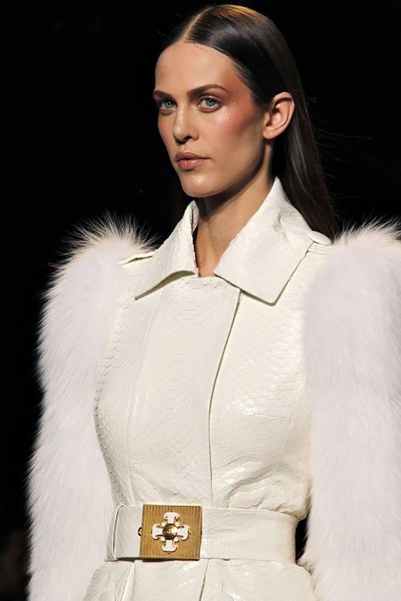 Versace Runway White Python Belt with Cross Buckle, Look 37 F / W 2011 ...