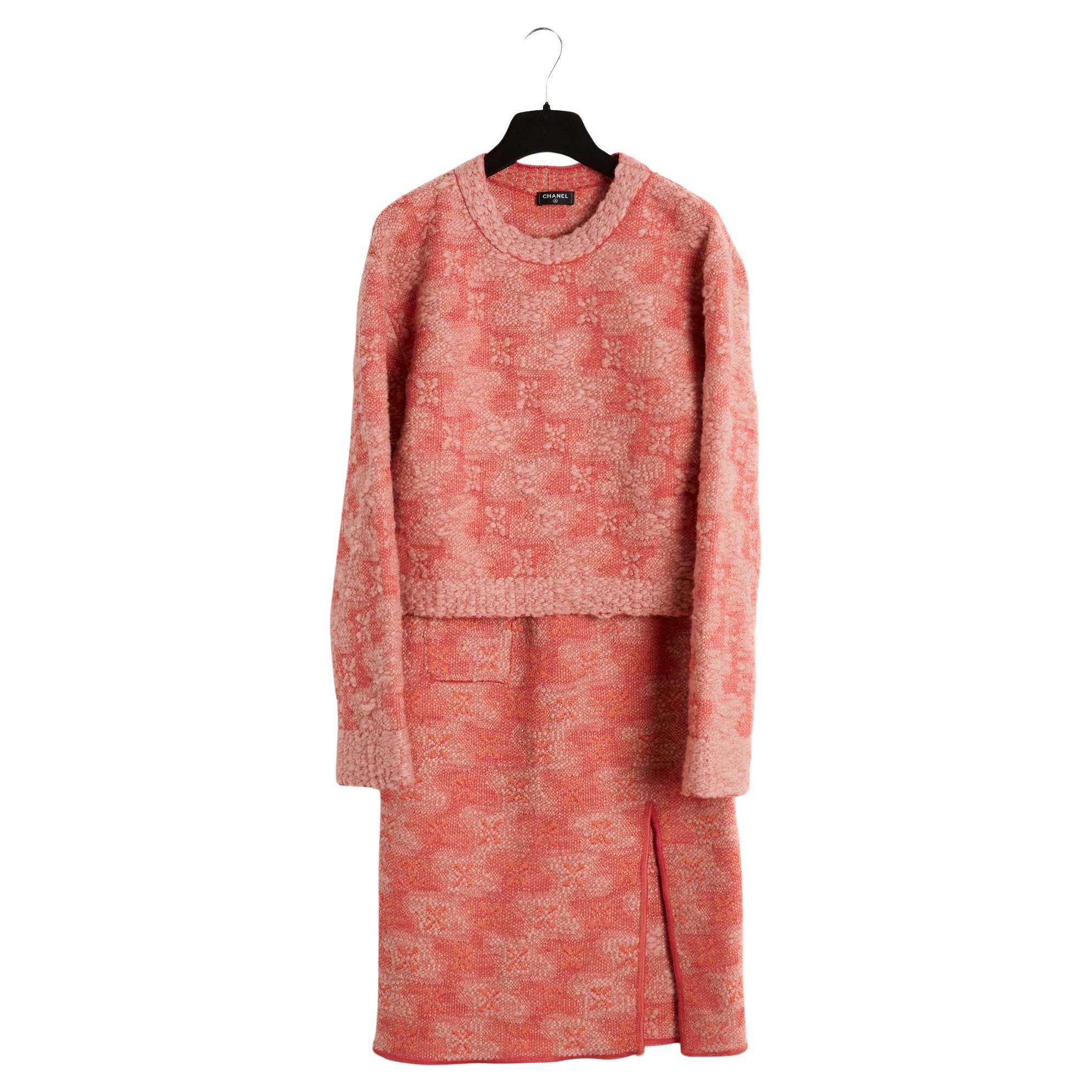 FW2020 Shiny Pink Wool Ensemble Set FR36 For Sale at 1stDibs
