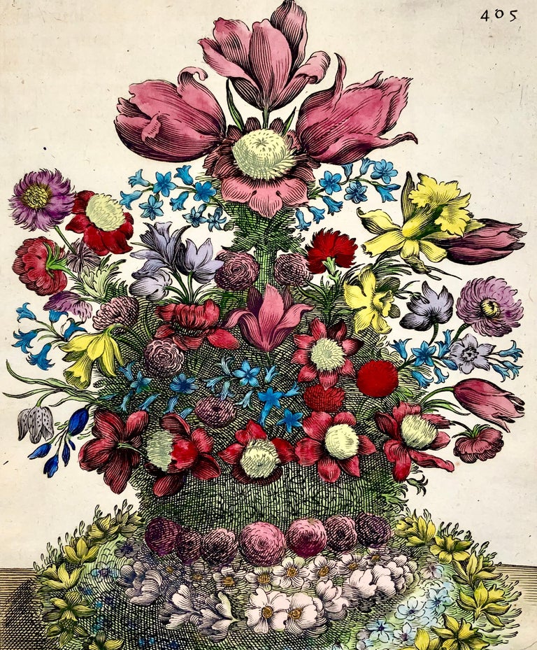 G. B. Ferrari 'b1584', Floral Bouquet, Quarto Engraving Hand Colour For ...