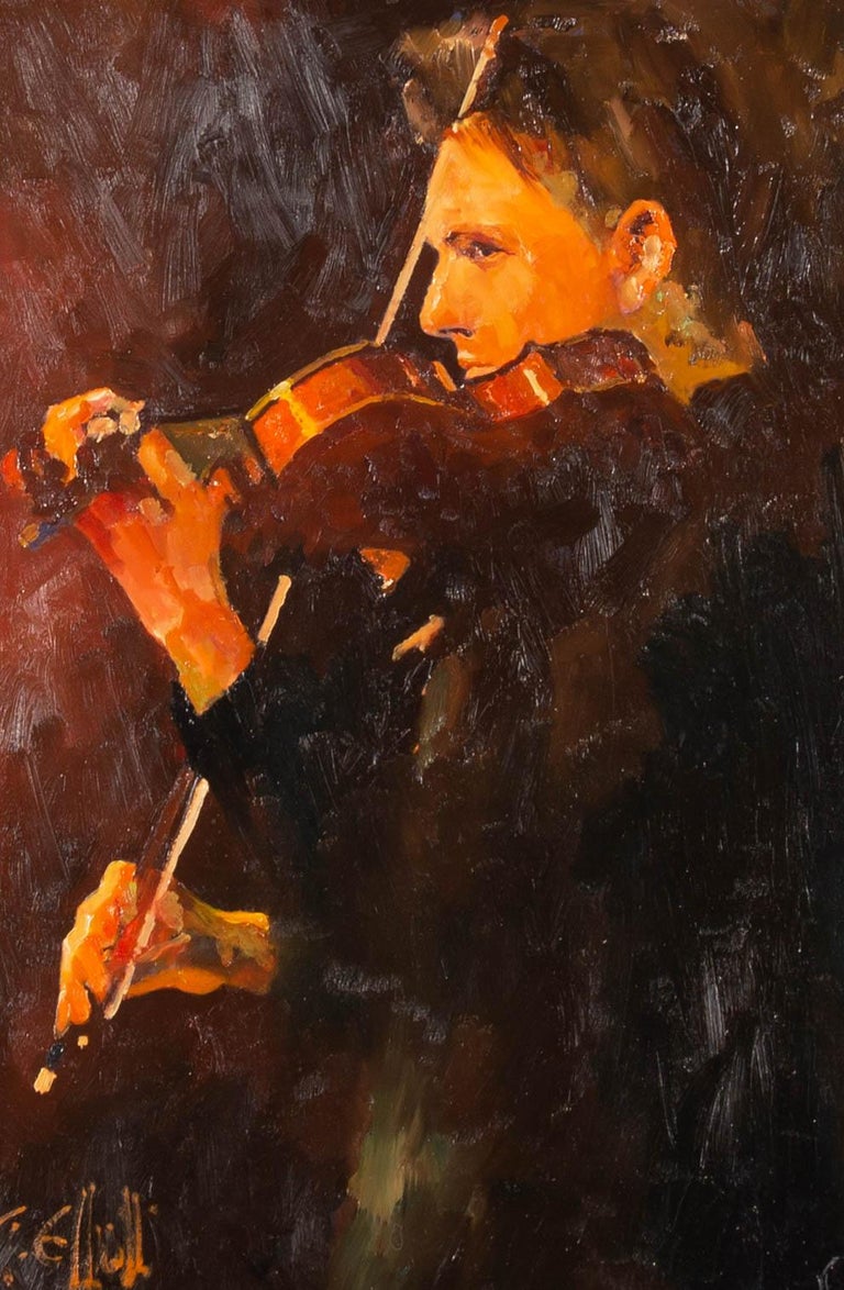 G. Elliott - G. Elliott - Contemporary Oil, The Violin Player For Sale ...