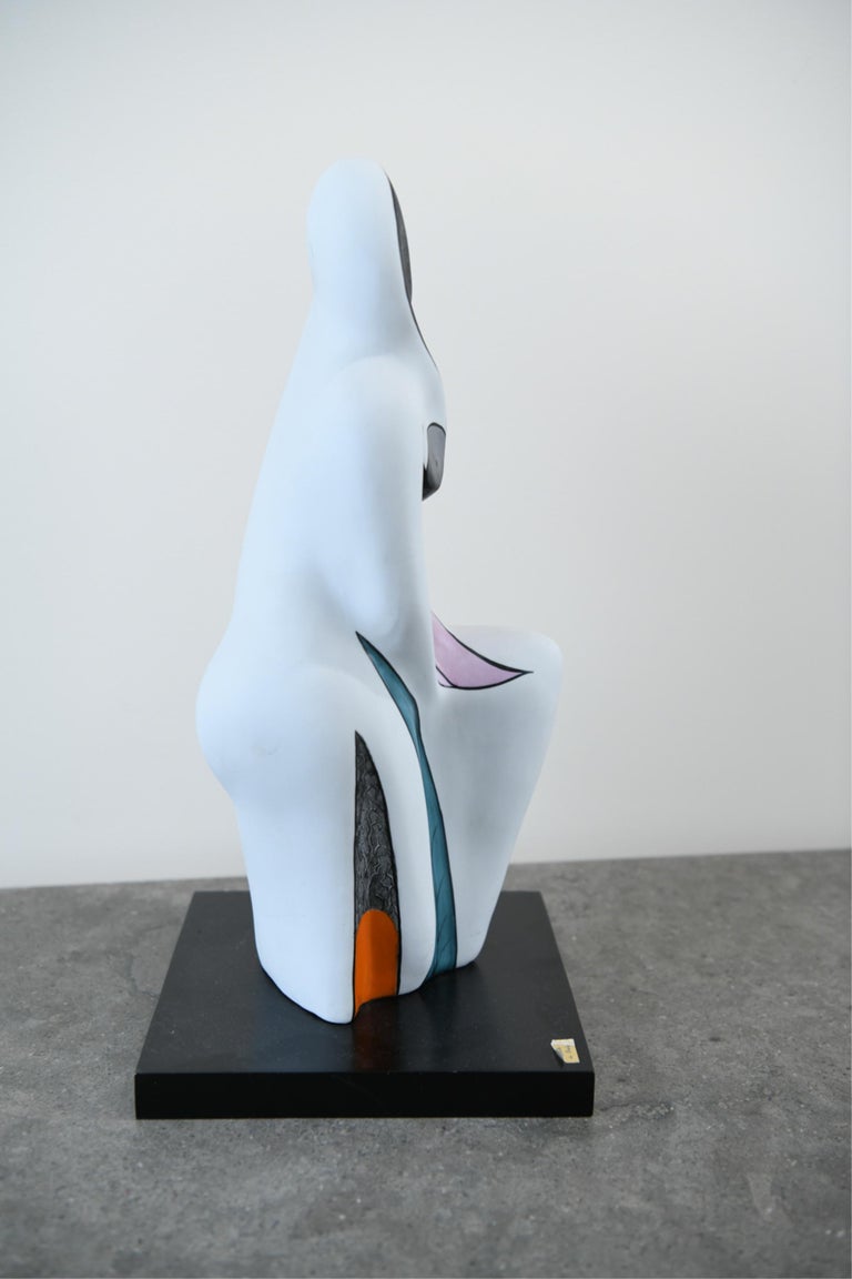 G. Gusella, Figurative Hand Painted Ceramic Sculpture, circa 1980s For ...