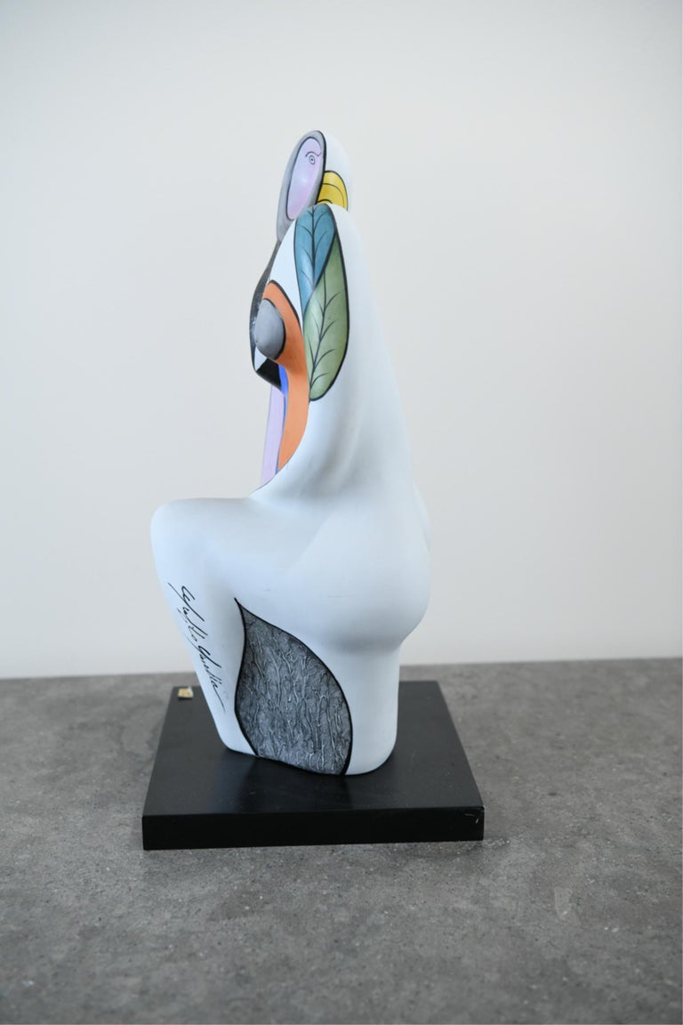 G. Gusella, Figurative Hand Painted Ceramic Sculpture, circa 1980s For ...