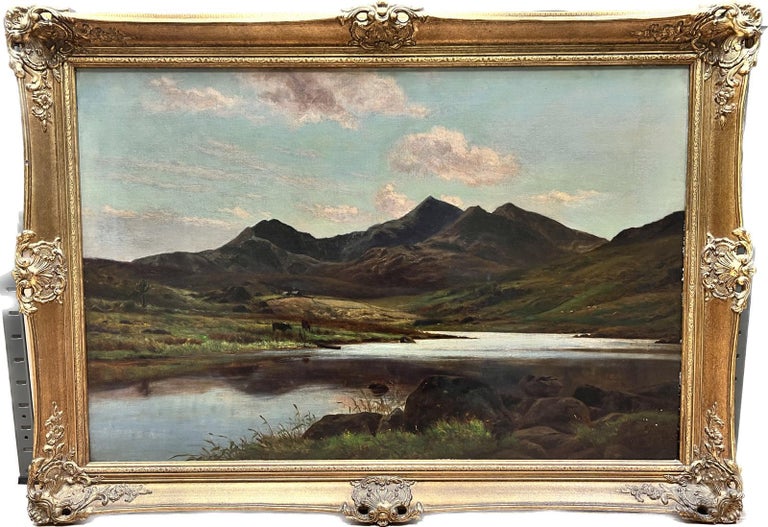 G Harrison - Fine Large Victorian Welsh Mountain Lake Scene Cattle ...