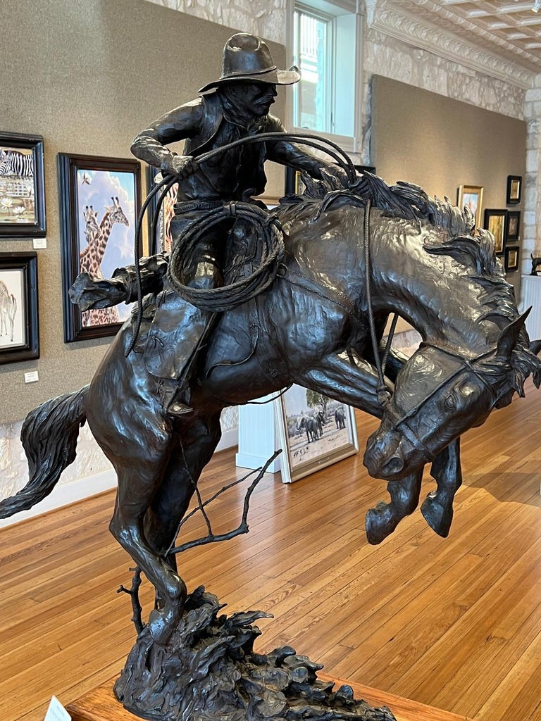G. Harvey - "THE SPIRIT OF TEXAS" 80 INCH BRONZE BUCKING BRONCO RARE ...