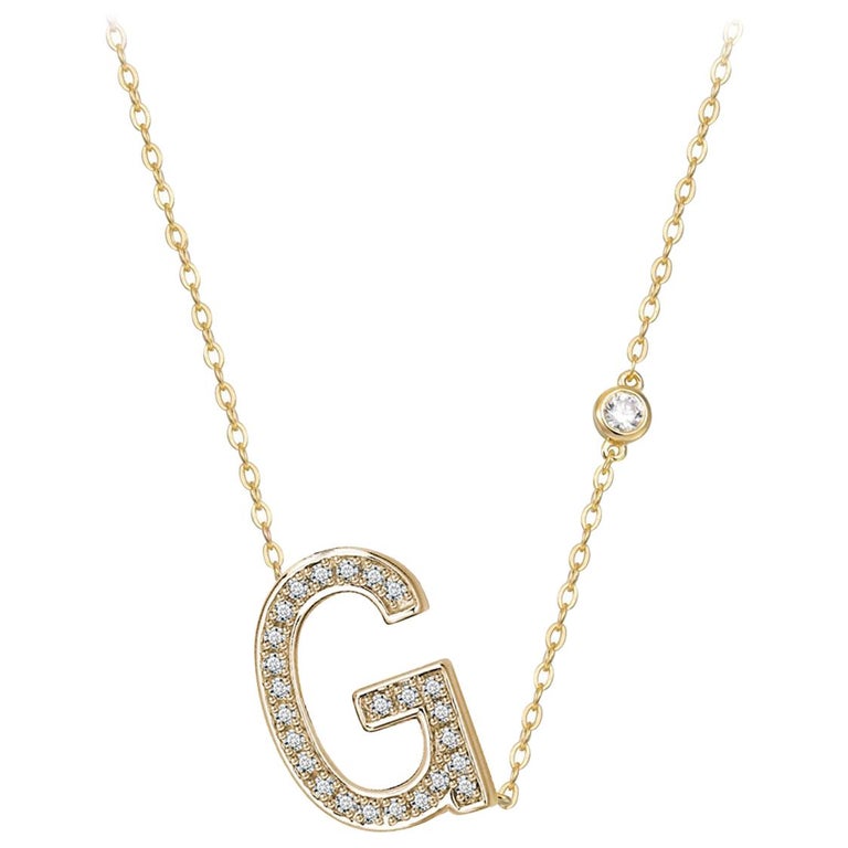 G-Initial Bezel Chain Necklace For Sale at 1stDibs