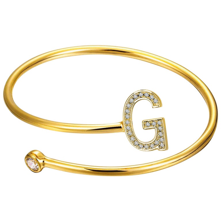 G Initial Wire Bezel Cuff For Sale at 1stDibs