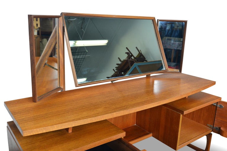 G Plan Quadrille Vanity / Secretary in Teak with Articulating Mirrors ...