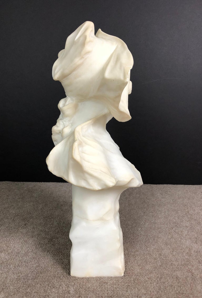 G. Pochini Italian Alabaster Bust of Young Girl at 1stDibs