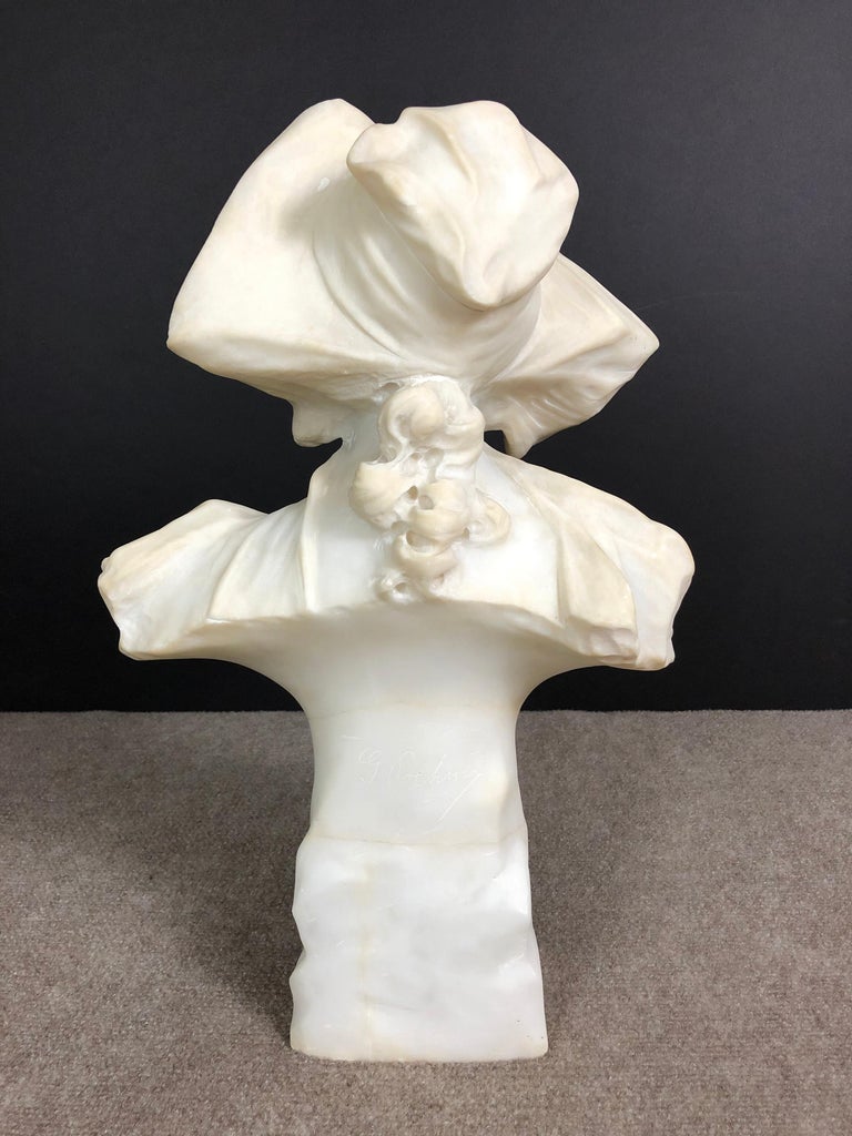 G. Pochini Italian Alabaster Bust of Young Girl at 1stDibs
