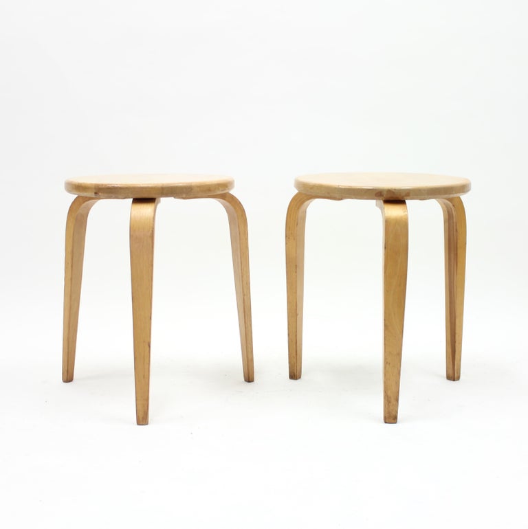G.A. Berg, Pair of Birch Stools, 1940s For Sale at 1stDibs