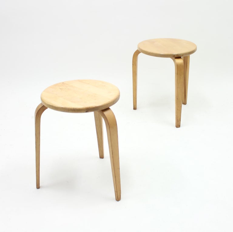 G.A. Berg, Pair of Birch Stools, 1940s For Sale at 1stDibs