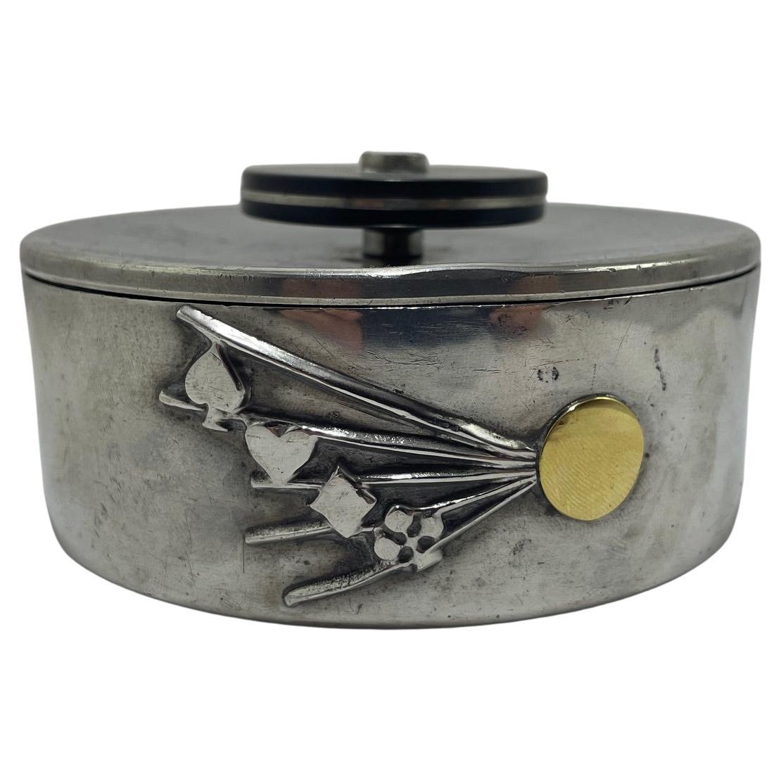 Swedish Art Deco Pewter Lidded Box by GAB, 1930s For Sale at 1stDibs