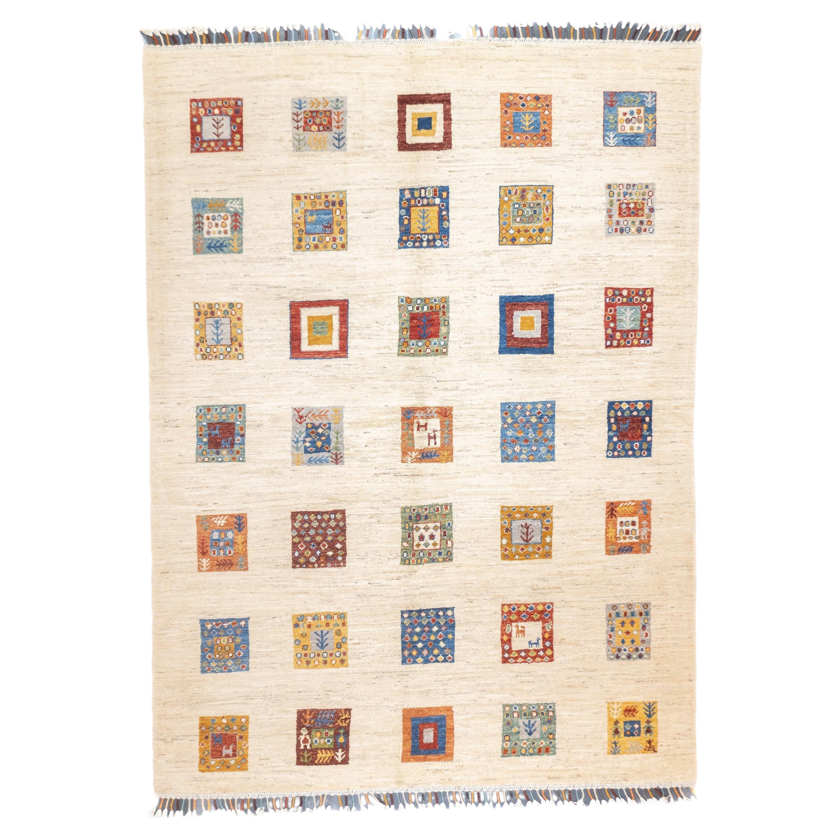 Fine Persian Gabbeh Wool Rug 5'8" x 7'10'' For Sale at 1stDibs