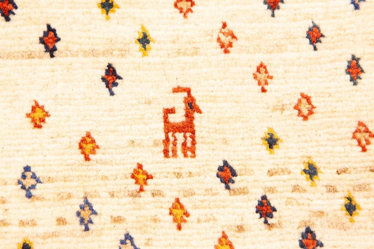 Gabbeh Rug Beige Minimalist Design For Sale at 1stDibs