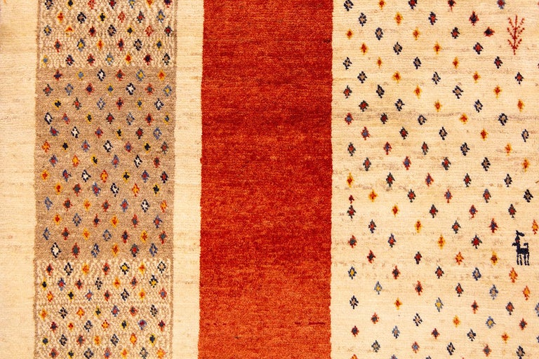 Gabbeh Rug Beige Minimalist Design For Sale at 1stDibs