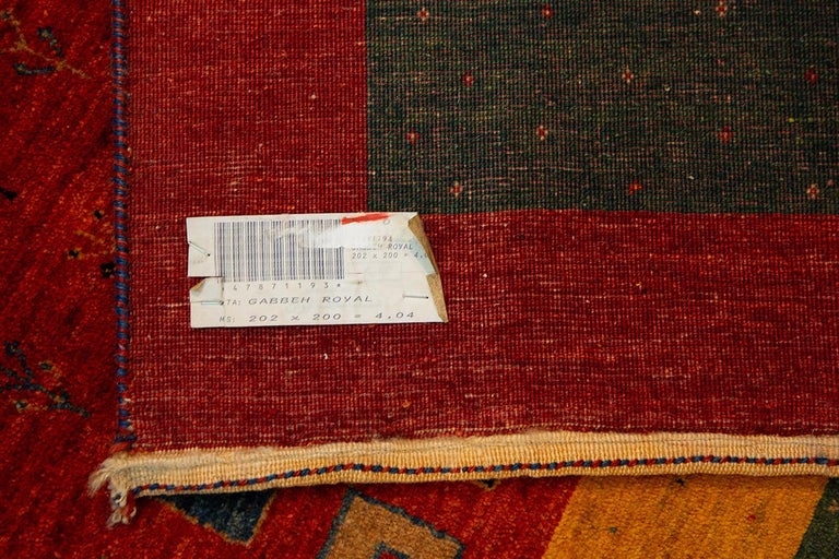 Gabbeh Rug Minimalist Design Green Field For Sale at 1stDibs