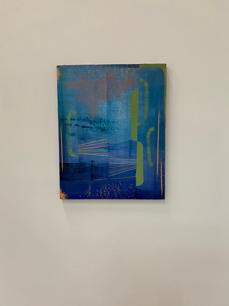 Gabe Brown - Reflection, Abstract Painting in Light Green, Pale Peach ...