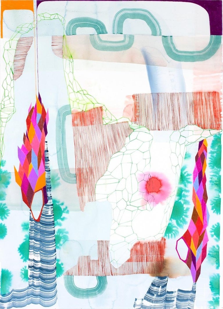 Gabe Brown - Untitled 329, Vertical Abstract Landscape in Bright Pink ...