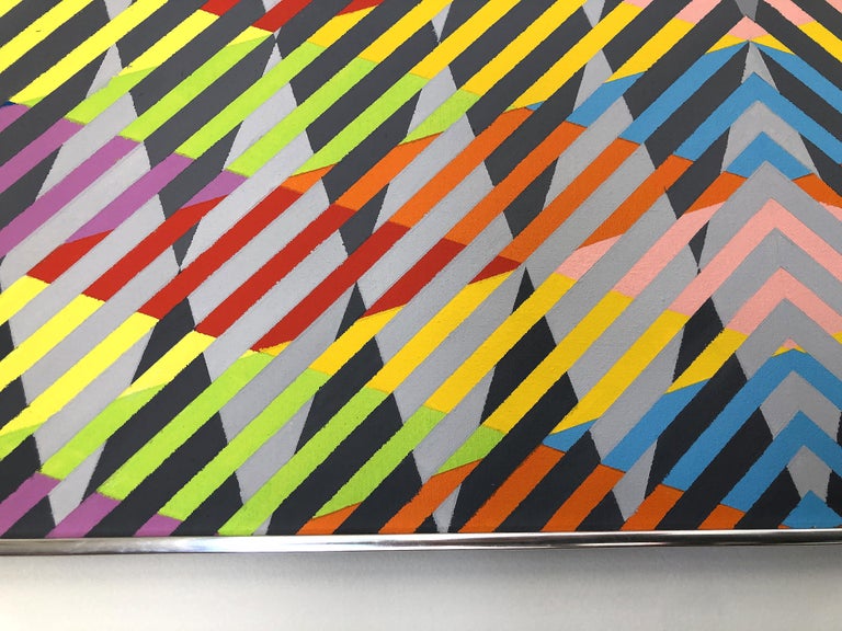 Gabe Silverman 1980s Abstract Op Art Painting on Canvas For Sale at 1stDibs