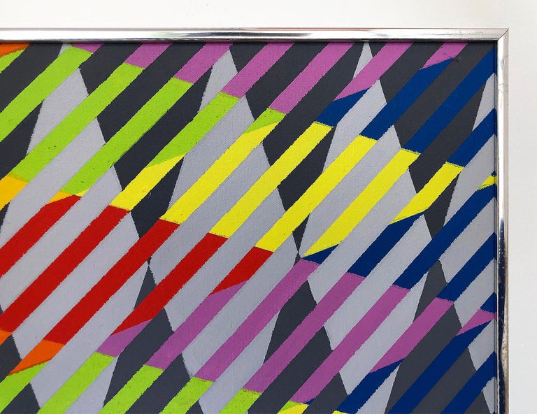 Gabe Silverman 1980s Abstract Op Art Painting on Canvas For Sale at 1stDibs